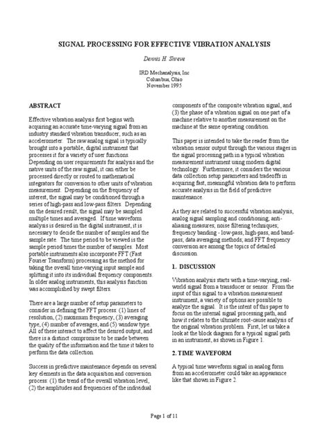 Signal Processing For Effective Vibration Analysis Pdf Analog To