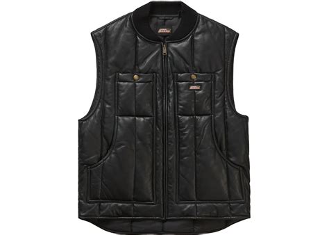Supreme Dickies Leather Work Vest Black Mens Fw23 Us