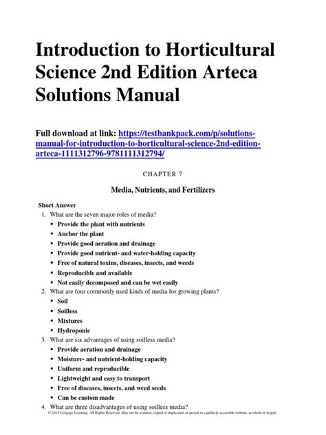 Introduction To Horticultural Science 2nd Edition Arteca Solutions Manual 1 Pdf