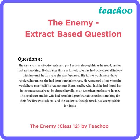 The Enemy Viatas Class 12 Extract Based Question English
