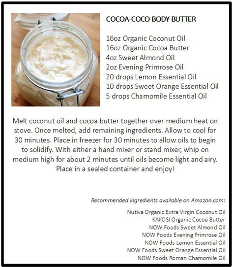 COCOA COCO BODY BUTTER Organic Cocoa Butter Organic Cocoa Lemon Essential Oils