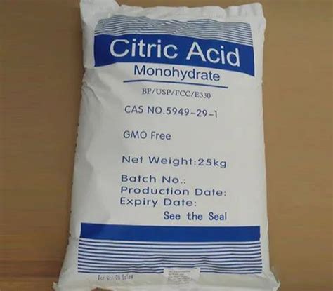 Citric Acid Monohydrate Grade Standard Food Grade Packaging Size 25