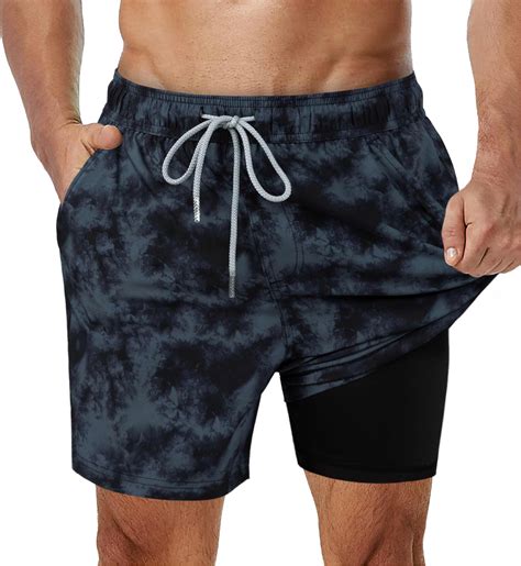Surf Cuz Mens Swim Trunks With Compression Liner Quick Dry Bathing
