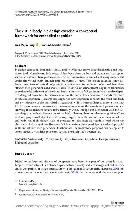 The Virtual Body In A Design Exercise A Conceptual Framework For
