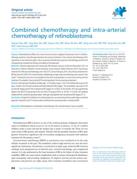 Pdf Combined Chemotherapy And Intra Arterial Chemotherapy Of