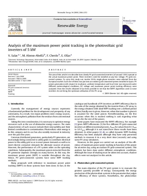 Pdf Analysis Of The Maximum Power Point Tracking In The Photovoltaic