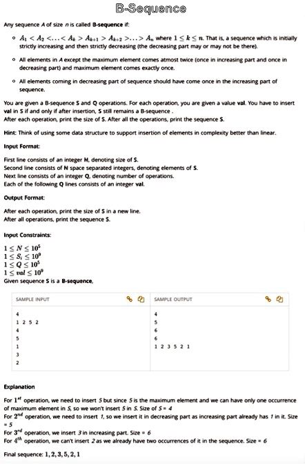 B Sequence Any Sequence A Of Size N Is Called B Sequence If
