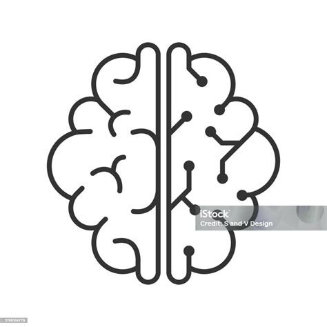 Artificial Intelligence Digital Brain Icon Human Brain Processor Circuit And Cybernetic Brain