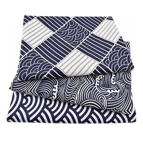 Badu Bg Памучна ленена покривка в японски стил Переща се правоъгълна синя морска вълна Домашна