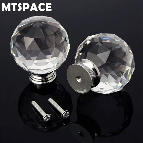 Mtspace 1pc 30mm 50mm Spherical Clear Crystal Glass Door Knobs Drawer