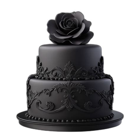 D Rendered Black Tasty Wedding Fondant Cake Png