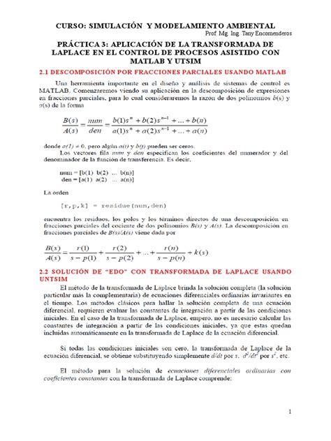 Práctica 3 Control De Procesos Con Matlab Pdf