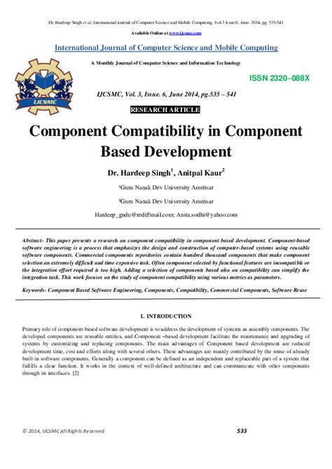 Pdf Component Compatibility In Component Based Development﻿
