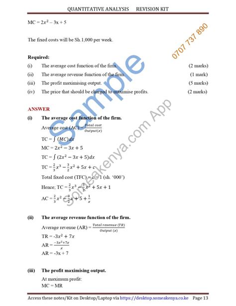 Quantitative Analysis Revision Kit Kasneb Cpa Atd Cs Ccp Cifa