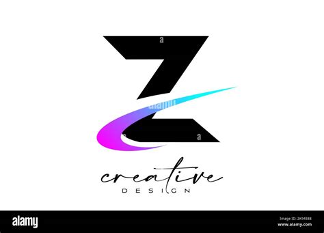 Z Letter Logo Design With Creative Purple Blue Swoosh Letter Z Initial