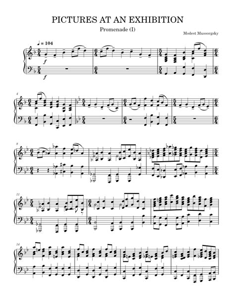 Pictures At An Exhibition Promenade [i] Sheet Music For Piano Solo