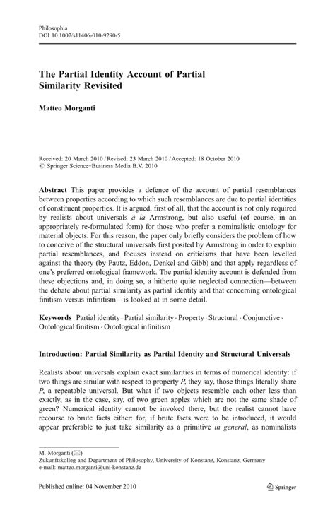Pdf The Partial Identity Account Of Partial Similarity Revisited