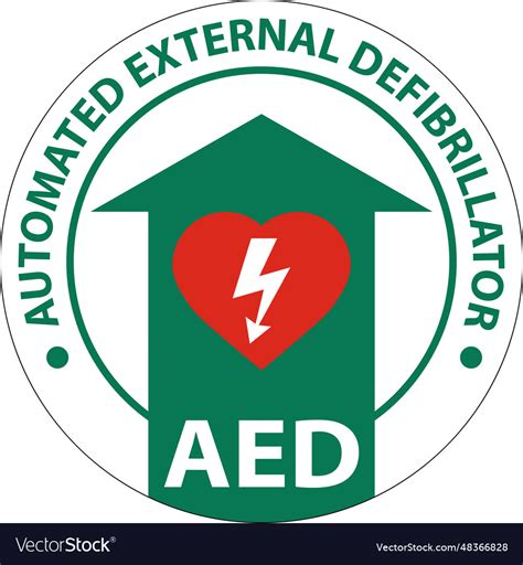Floor Sign Aed With Defib Heart Red Border Vector Image