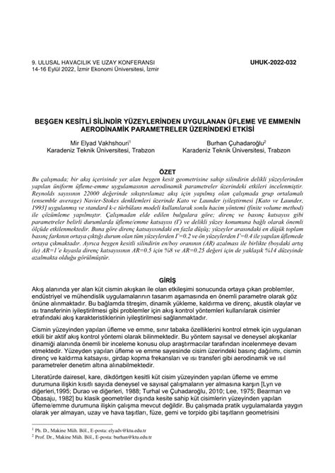 Pdf BeŞgen Kesİtlİ Sİlİndİr YÜzeylerİnden Uygulanan Üfleme Ve Emmenİn Aerodİnamİk Parametreler