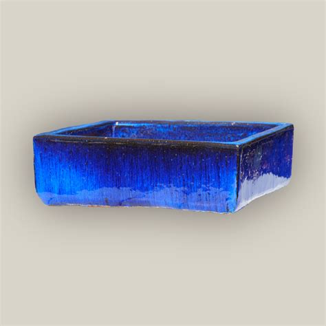 Cobalt Blue Low Square Ceramic Planter Ten Thousand Pots