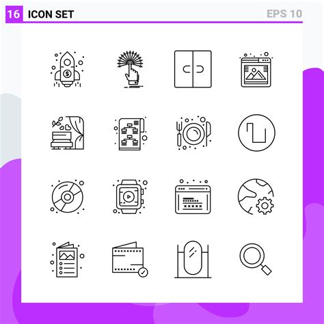 Set Of 16 Icons In Line Style Creative Outline Symbols For Website Design And Mobile Apps Simple