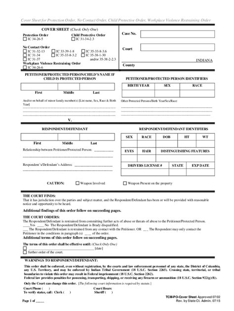 Indiana Protective Order 2015 2025 Form Fill Out And Sign Printable
