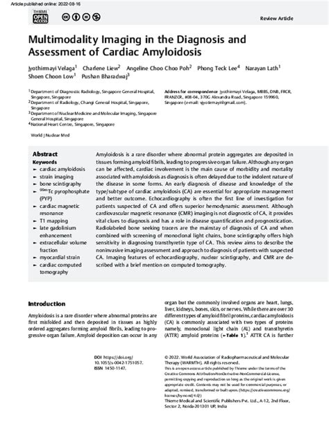 Pdf Multimodality Imaging In The Diagnosis And Assessment Of Cardiac