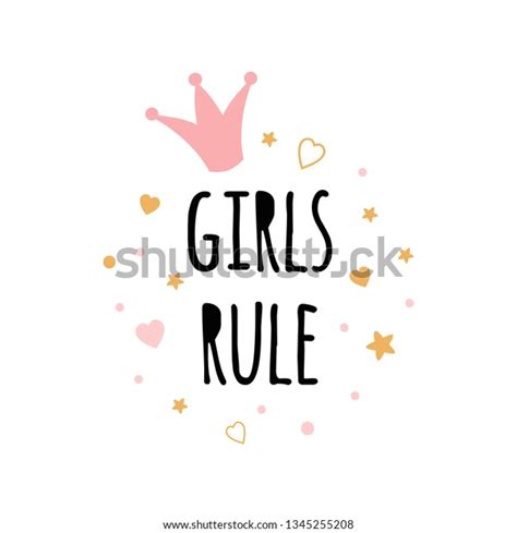 Girls Rule Text Hand Drawn Nursery Stock Vector Royalty Free