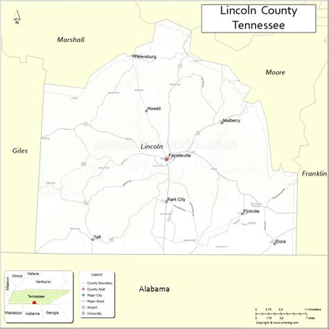 Map Of Lincoln County Tennessee Where Is Located Cities Population
