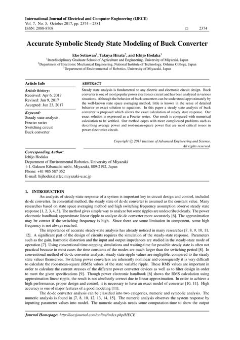 Pdf Accurate Symbolic Steady State Modeling Of Buck Converter