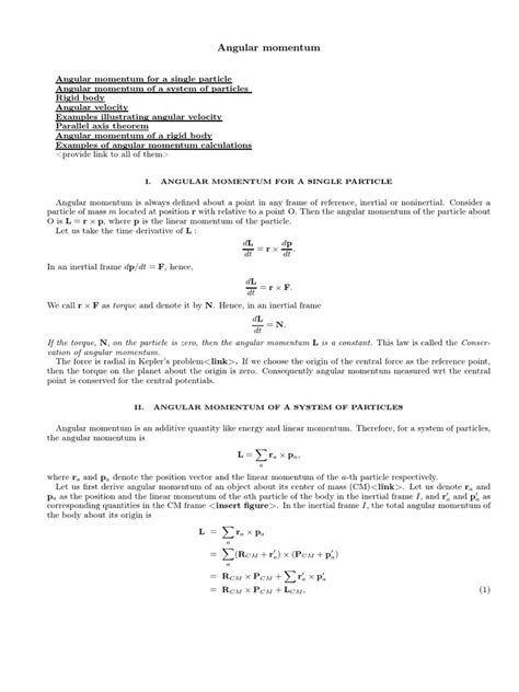 Angular Momentum Pdf Rotation Around A Fixed Axis Angular Momentum