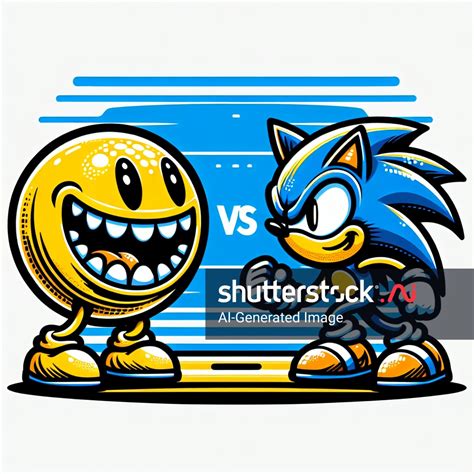 Cartoon Artistic Image Pacman Vs Sonic Ai Generated Image 2478641193