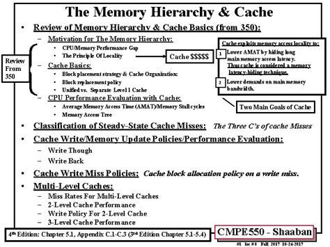 The Memory Hierarchy Cache Review Of Memory Hierarchy
