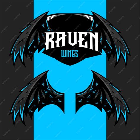 까마귀 날개 Esport 로고 벡터 일러스트 레이 션 프리미엄 벡터