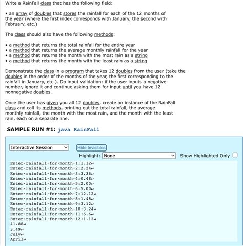 Solved Write A Rainfall Class That Has The Following Field