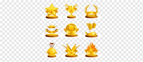 황금 트로피 제국의 왕관 별 메달 Png Pngwing