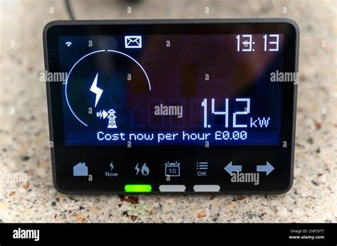 Closeup Of Domestic Smart Meter Showing Amount Of Electricity Being Exported Back To The Grid