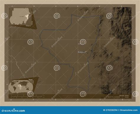 Kassala Sudan Sepia Labelled Points Of Cities Stock Illustration