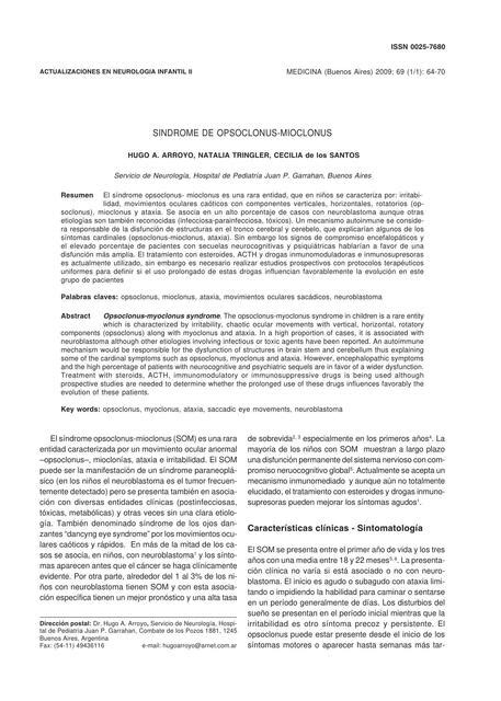 Síndrome De Opsoclonus Mioclonus Biologista13 Udocz