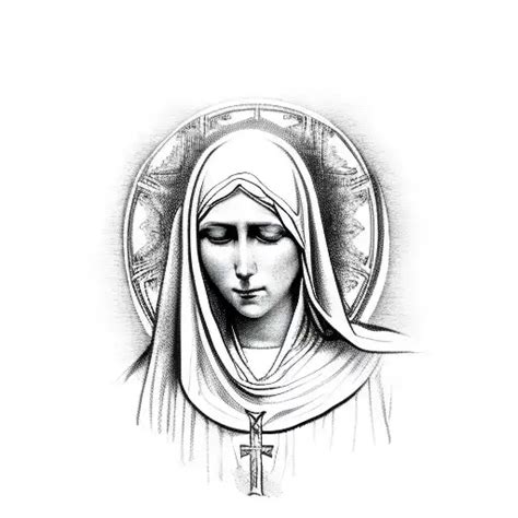 Virgin Mary Crying Temporary Tattoo Blackink Ai
