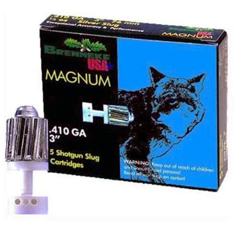 Brenneke Sl 4103m Magnum 410 Bore 3 14 Oz Silver Rifled Slug 5 Rounds