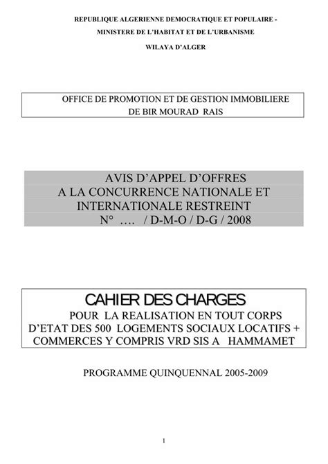 PDF CAHIE ES CHARGES Russia PDF FileLe Dossier Des Cahiers Des