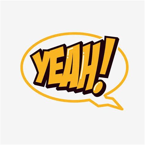 Yeah黄色卡通文字气泡 Png素材 花瓣网