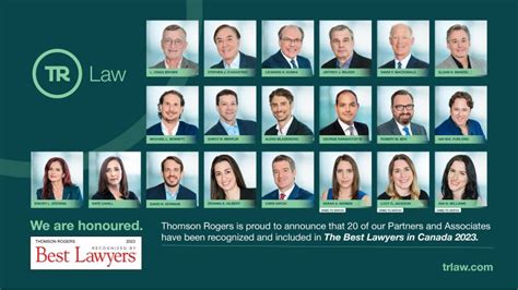 Thomson Rogers Is Proud To Have A Total Of 20 Partners And Associates