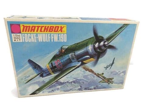Vintage 1972 Matchbox Airplane Model Kit Focke Wulf Fw190 172 Scale W