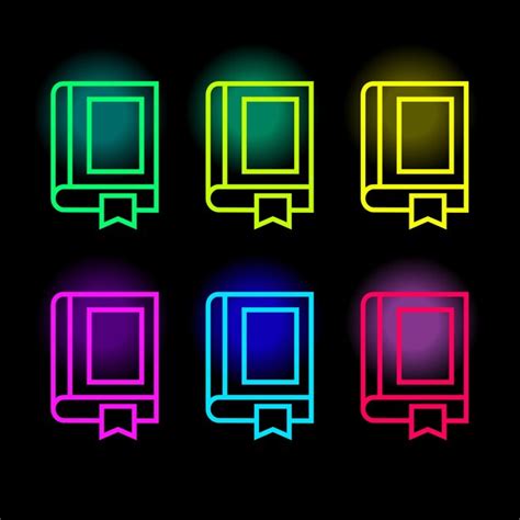 Premium Vector Book Neon Icons Textbook Silhouette In Bright Colors Glowing Neon Book Sign Set