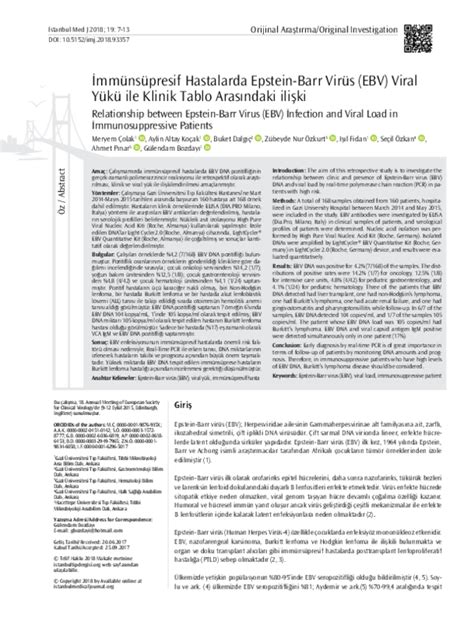 Pdf Relationship Between Epstein Barr Virus Ebv İnfection And Viral