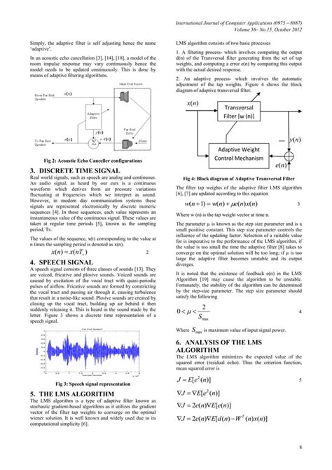 analysis the results of acoustic echo cancellation for speech