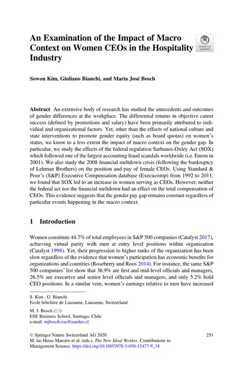 Pdf An Examination Of The Impact Of Macro Context On Women Ceos In
