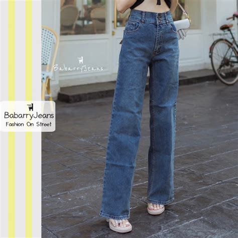 Babarryjeans มีbigsizes 5xl กางเกงยีนส์ ทรงกระบอก ขาตรง วินเทจ กระดุมคู่ ผ้ายีนส์ยืด สีฟอกเข้ม